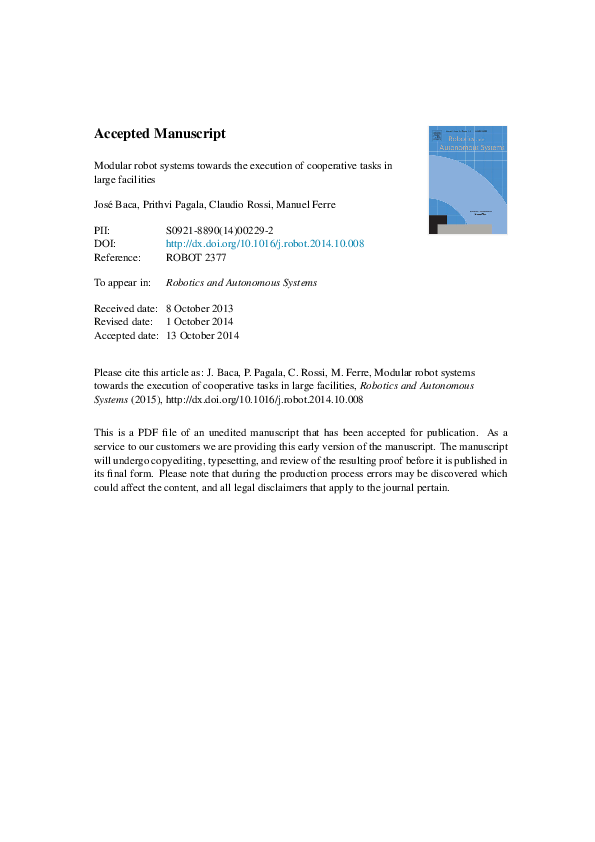Pdf Modular Robot Systems Towards The Execution Of Cooperative Tasks