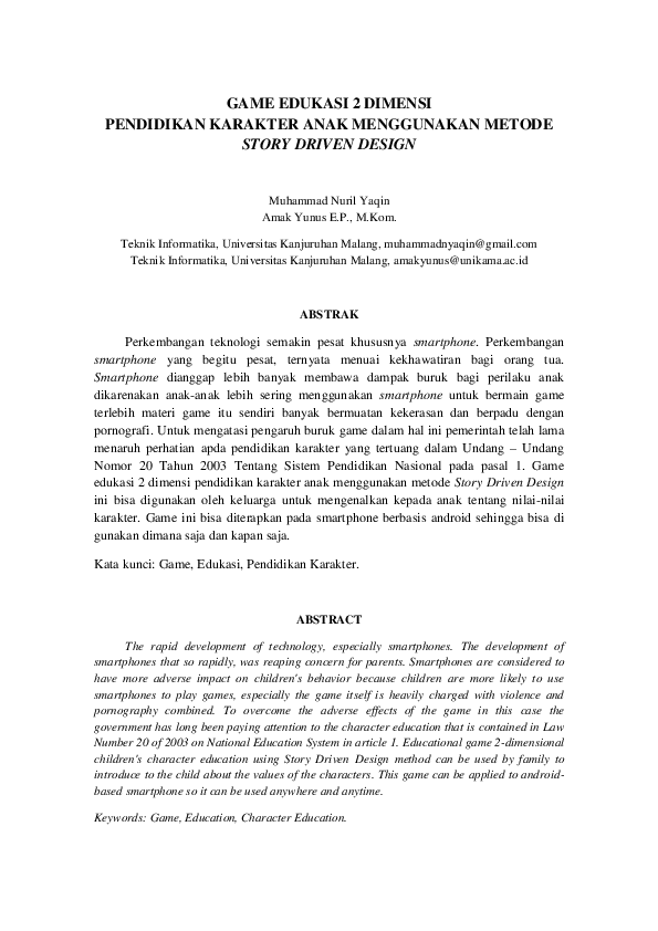 (PDF) GAME EDUKASI 2 DIMENSI PENDIDIKAN KARAKTER ANAK