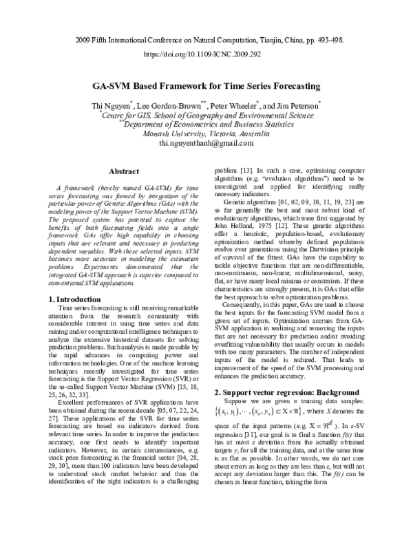 Pdf Ga Svm Based Framework For Time Series Forecasting