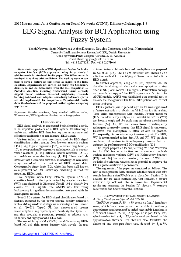 (PDF) EEG Signal Analysis for BCI Application using Fuzzy System