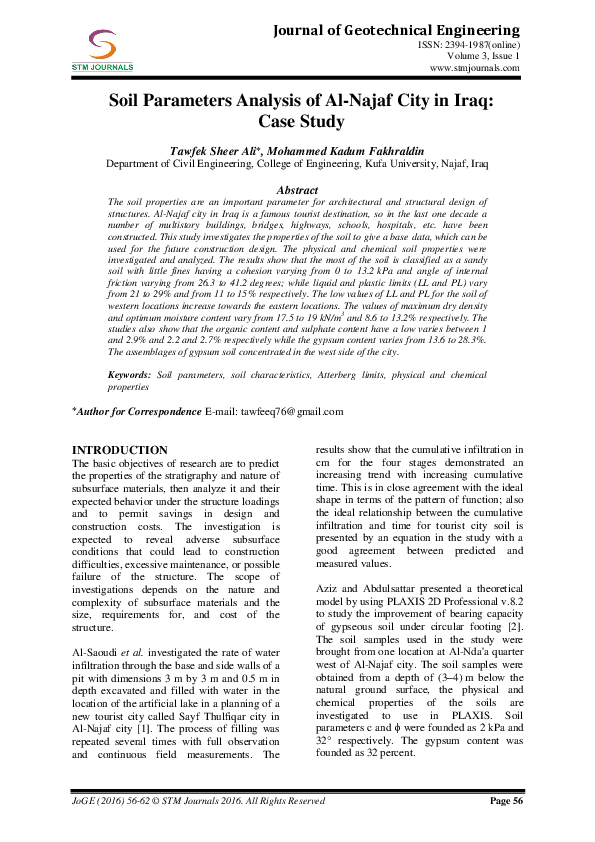 (PDF) Journal of Geotechnical Engineering Soil Parameters Analysis of ...