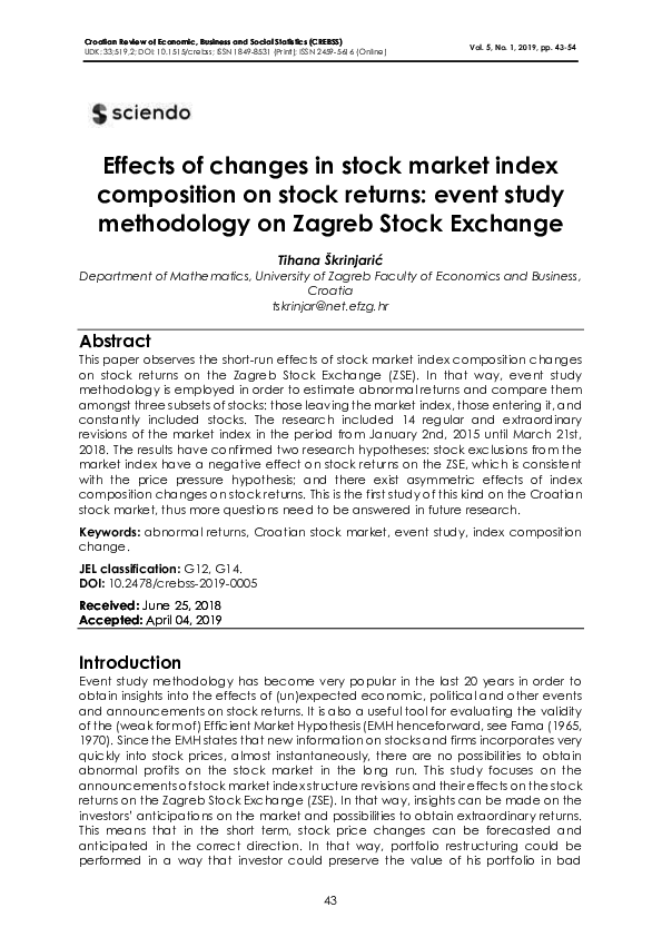 (PDF) Effects of changes in stock market index composition on stock ...