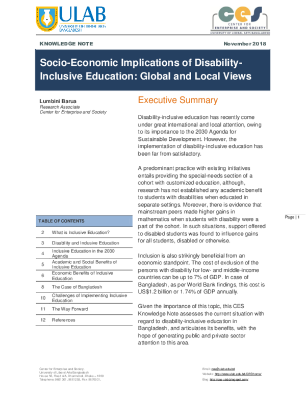 (PDF) Socio-Economic Implications of Disability- Inclusive Education ...
