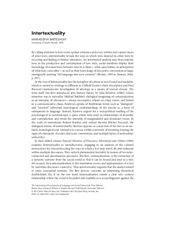 (PDF) Intertextuality
