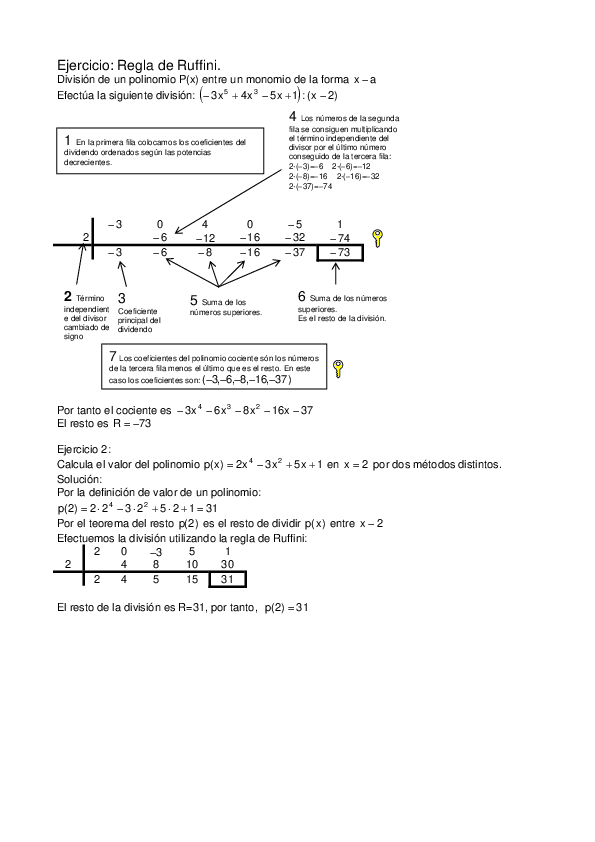 (PDF) Ejercicio: Regla de Ruffini