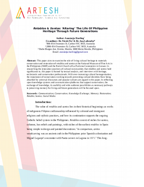(PDF) Retablos & Santos: 'Altaring' The Life Of Philippine Heritage ...