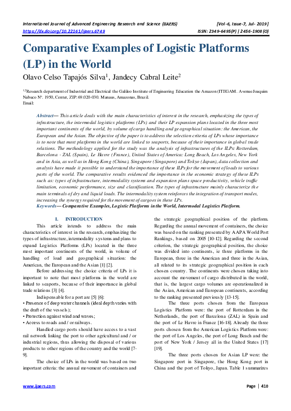 (PDF) Comparative Examples of Logistic Platforms (LP) in the World