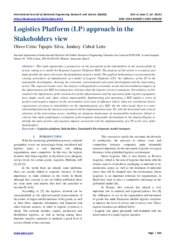 (PDF) Logistics Platform (LP) approach in the Stakeholders view