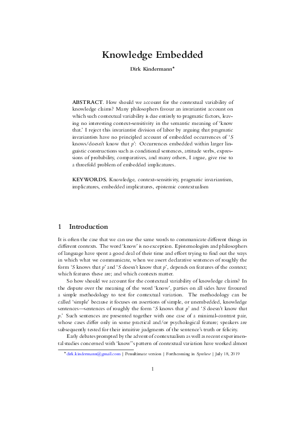 (PDF) Knowledge Embedded