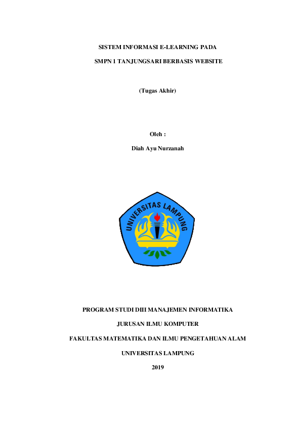 (PDF) SISTEM INFORMASI E-LEARNING PADA SMPN 1 TANJUNGSARI BERBASIS WEBSITE (Tugas Akhir) Oleh ...