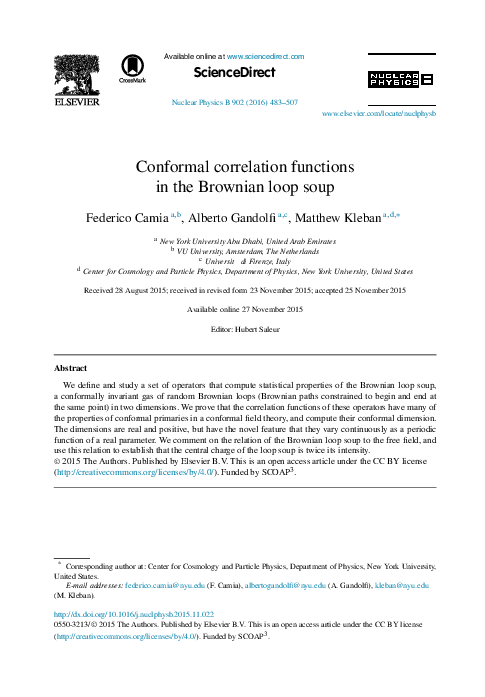 Pdf Conformal Correlation Functions In The Brownian Loop Soup