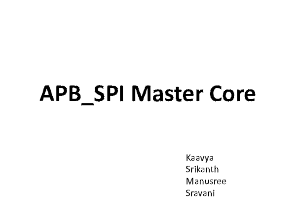(PPT) APB SPI Master Core.