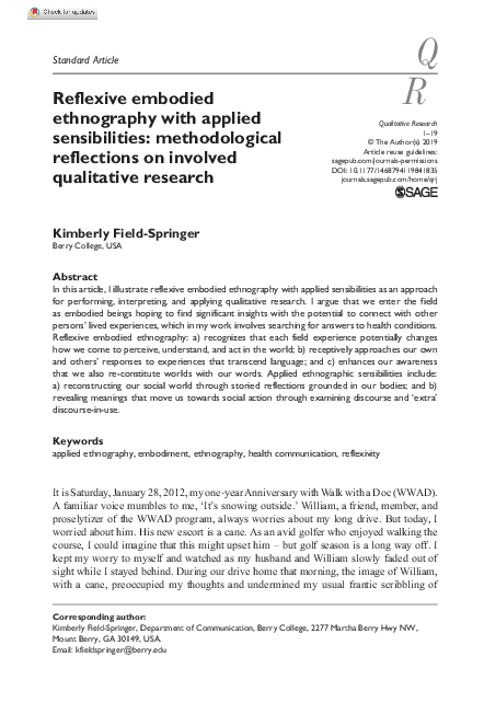 (PDF) Reflexive embodied ethnography with applied sensibilities ...