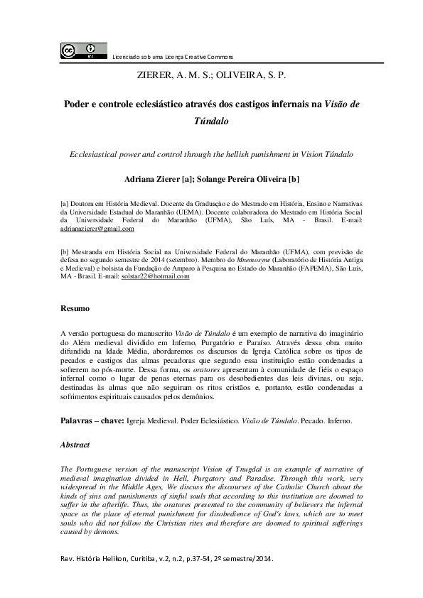 (PDF) Poder e Controle Eclesiástico através dos Castigos Infernais na ...