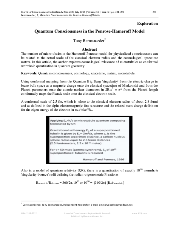 (PDF) Quantum Consciousness in the Penrose-Hameroff Model