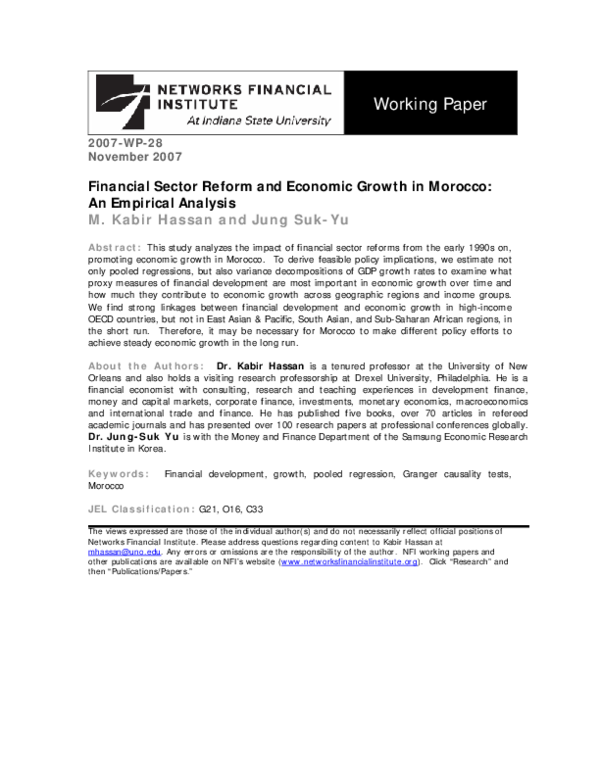 (PDF) Financial Sector Reform and Economic Growth in Morocco