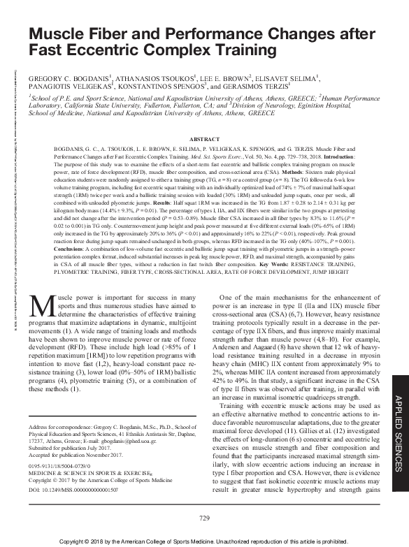 (PDF) Muscle Fiber and Performance Changes after Fast Eccentric Complex Training