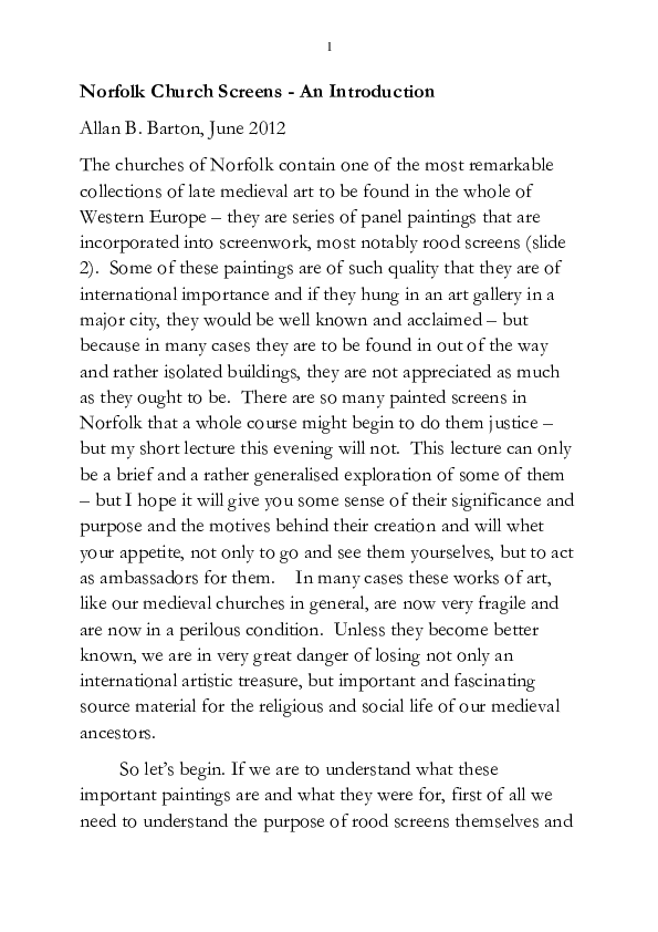 (PDF) Norfolk Church Screens - An Introduction