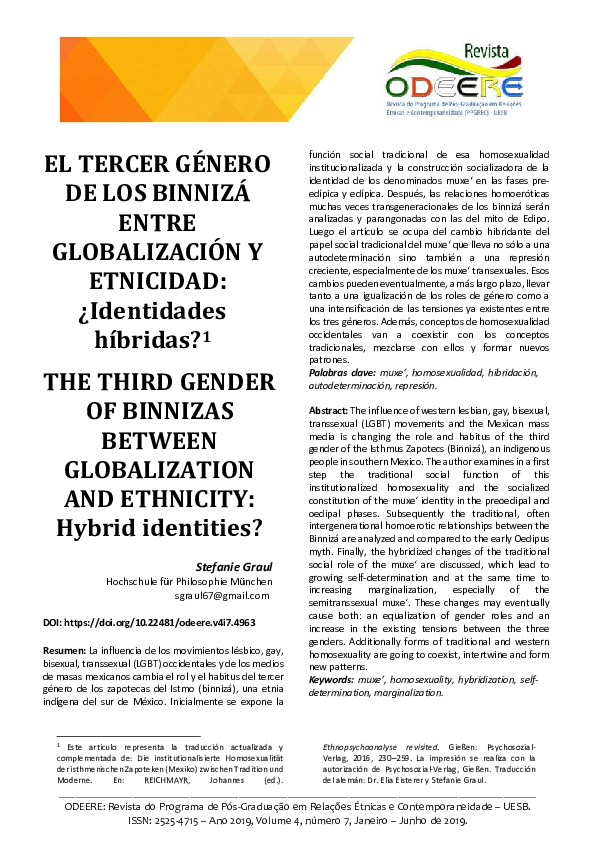 (PDF) THE THIRD GENDER OF BINNIZAS BETWEEN GLOBALIZATION AND ETHNICITY ...