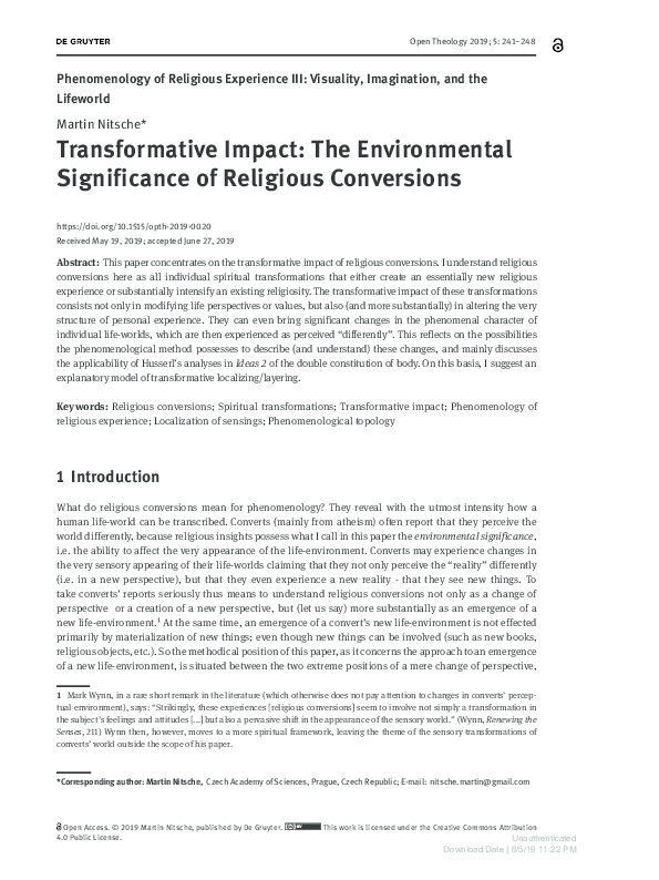 (PDF) Transformative Impact: The Environmental Significance of ...
