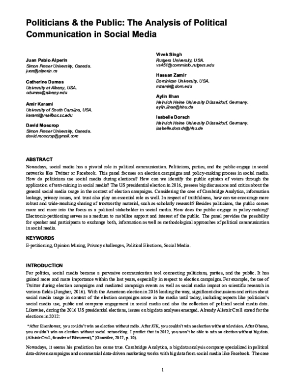 (PDF) Politicians & the Public: The Analysis of Political Communication ...