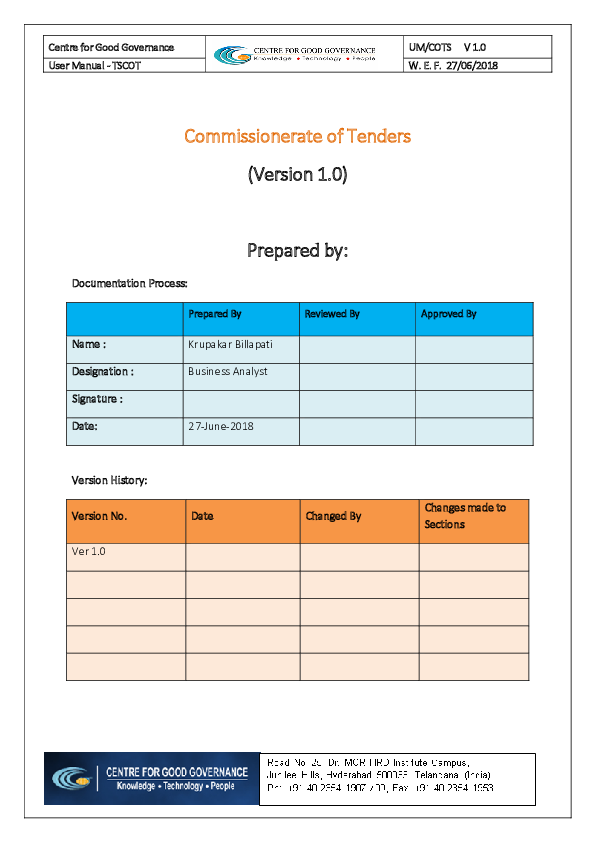 (PDF) Commissionerate of Tenders: Registration Guide