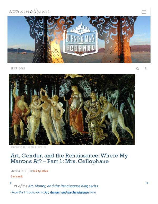 (PDF) Art, Gender, and the Renaissance – Part 1: Mrs. Cellophane