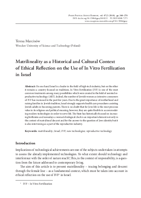 (PDF) Matrilineality as a Historical and Cultural Context of Ethical ...
