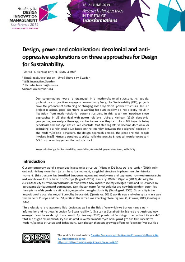 (PDF) Design, power and colonisation: decolonial and anti-oppressive ...