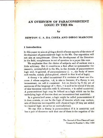 (PDF) An Overview of Paraconsistent Logic in the 8Os