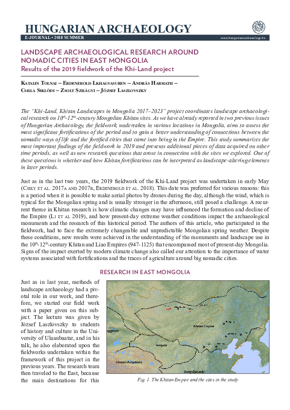 (PDF) HUNGARIAN ARCHAEOLOGY LANDSCAPE ARCHAEOLOGICAL RESEARCH AROUND ...