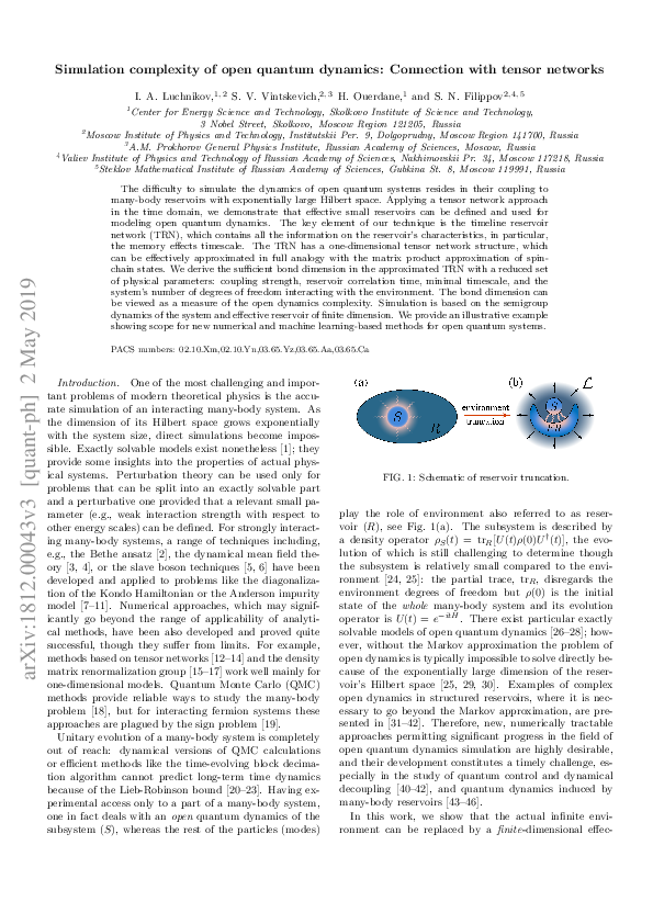 Pdf Simulation Complexity Of Open Quantum Dynamics Connection With