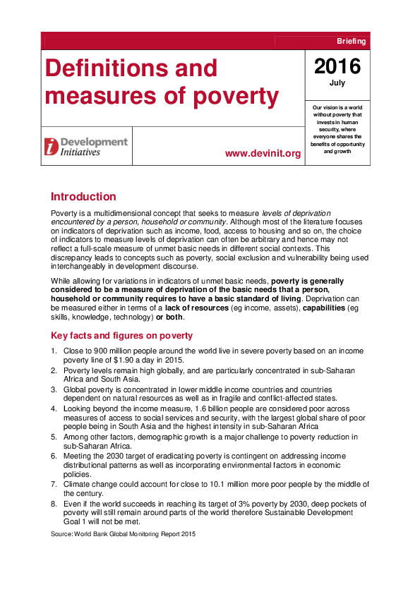 (PDF) Definitions and measures of poverty