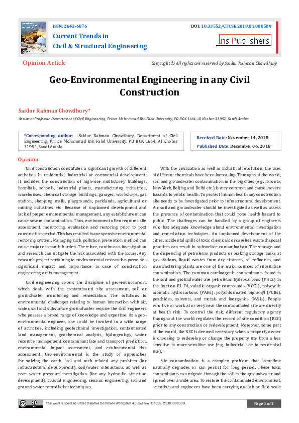 (PDF) Geo-Environmental Engineering in any Civil Construction