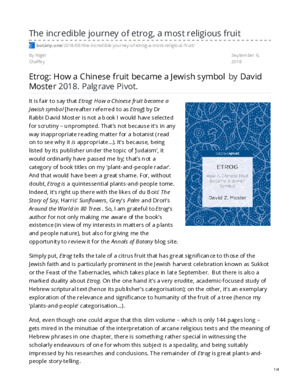 (PDF) Review of Etrog by Nigel Chaffey for Botany One: Plant Science ...
