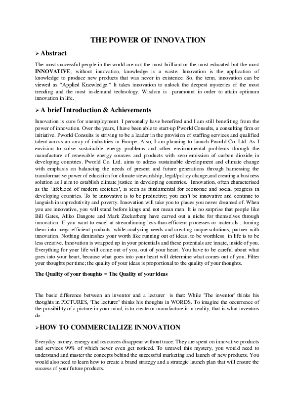 (PDF) THE POWER OF INNOVATION