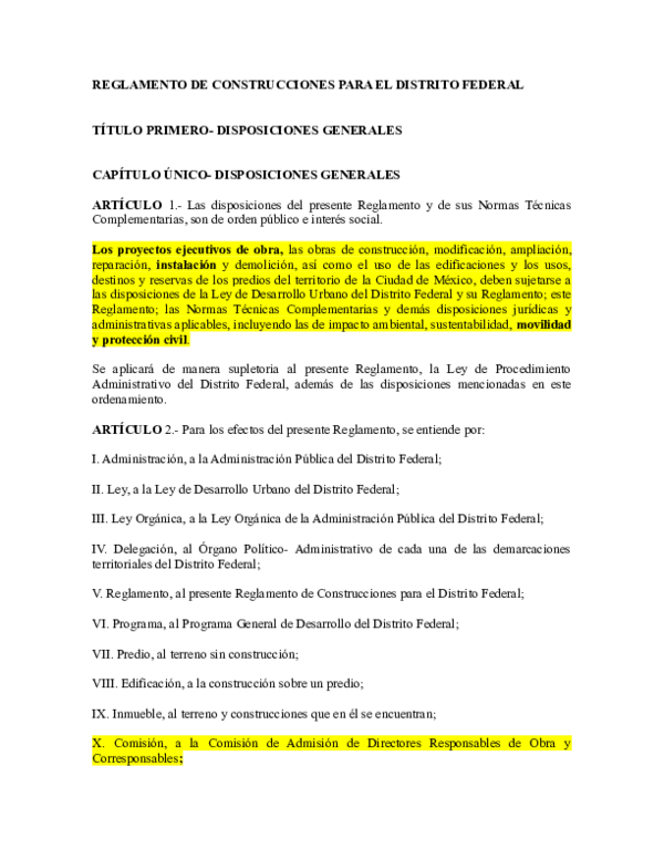 (DOC) REGLAMENTO DE CONSTRUCCIONES PARA EL DISTRITO FEDERAL 2016-ACTUALIZADO