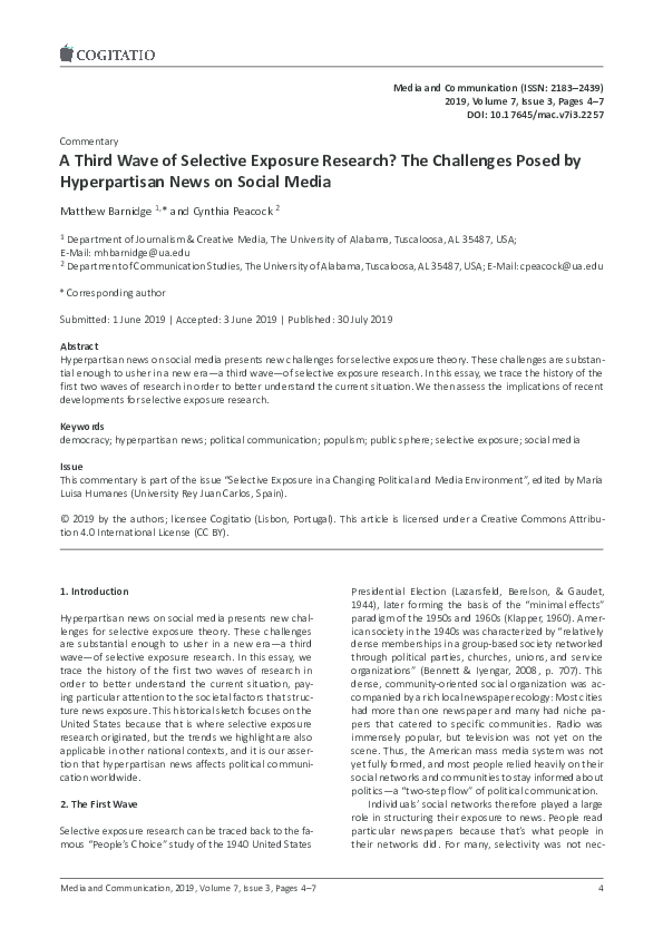 (PDF) A Third Wave of Selective Exposure Research? The Challenges Posed ...