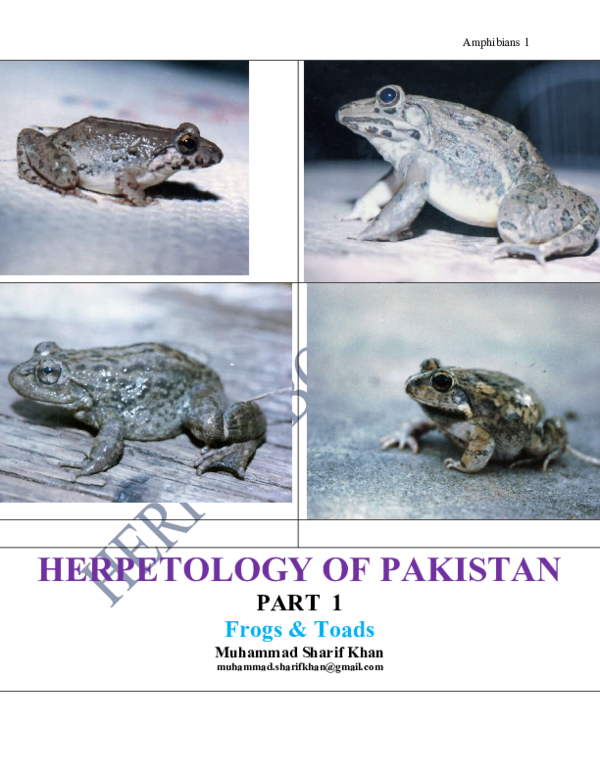 (PDF) HERPETOLOGY OF PAKISTAN PART 1 Frogs & Toads