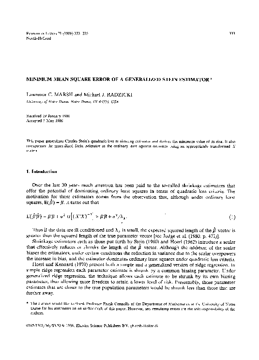 (PDF) Minimum mean square error of a generalized Stein estimator