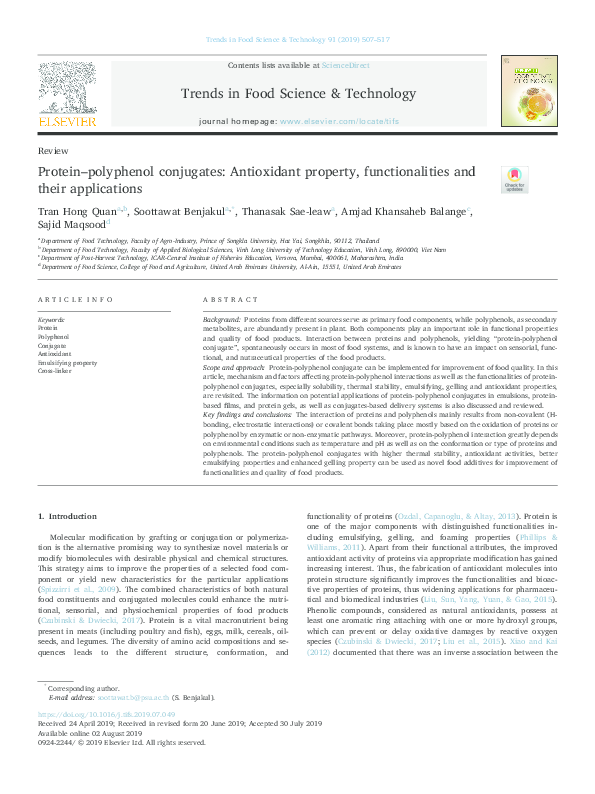 (PDF) Protein-polyphenol conjugates: Antioxidant property ...