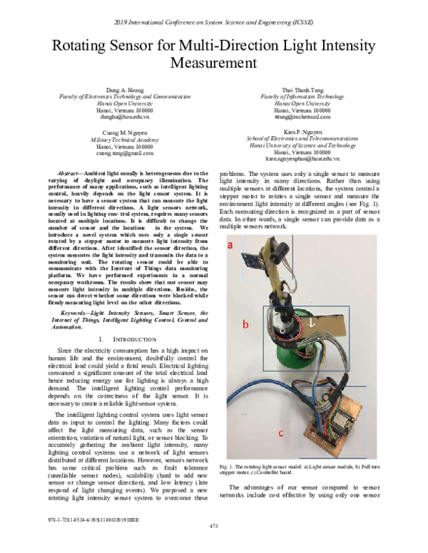 (PDF) Rotating Sensor for Multi-Direction Light Intensity Measurement
