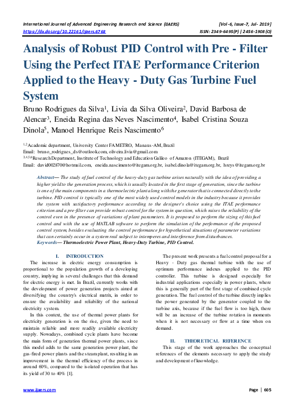 (PDF) Analysis of Robust PID Control with Pre -Filter Using the Perfect ITAE Performance ...