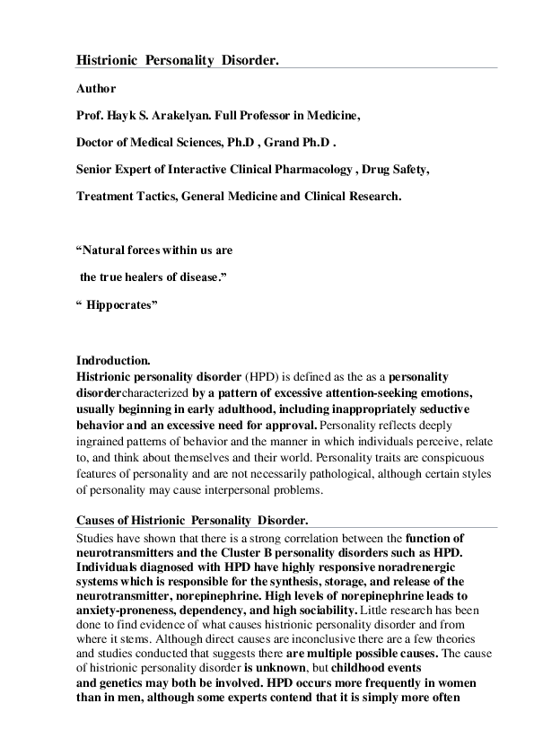 (DOC) Histrionic Personality Disorder