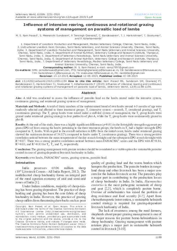 (PDF) Influence of intensive rearing, continuous and rotational grazing ...
