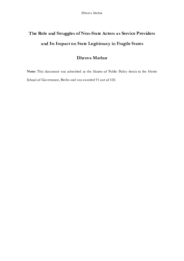 (PDF) The Role and Struggles of Non-State Actors as Service Providers ...