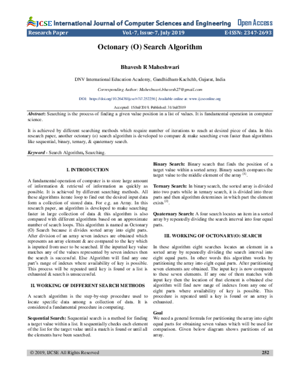 (PDF) Octonary (O) Search Algorithm | Prof. Bhaveshbhai R Maheshwari ...