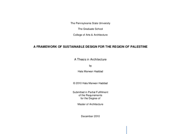 (PDF) A FRAMEWORK OF SUSTAINABLE DESIGN FOR THE REGION OF PALESTINE A ...
