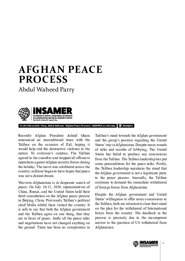(PDF) Afghan Peace Process