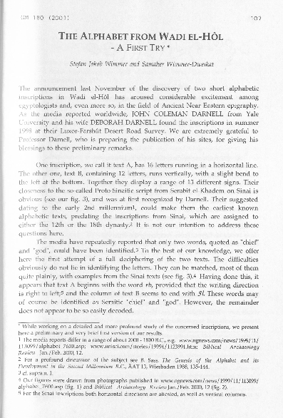 (PDF) The Alphabet from Wadi El-Hôl : A First Try